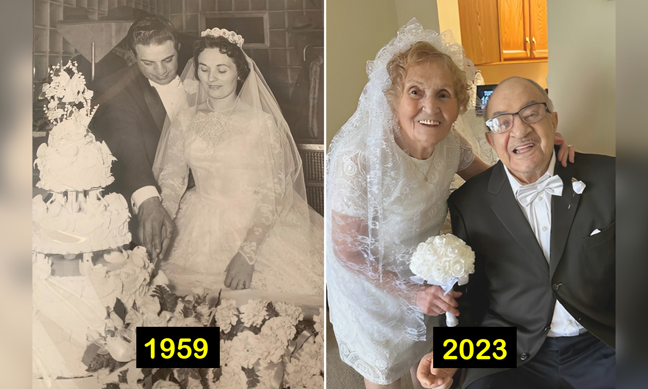 Nonagenarian Couple Dress Up as Bride and Groom to Celebrate Their 64th ...